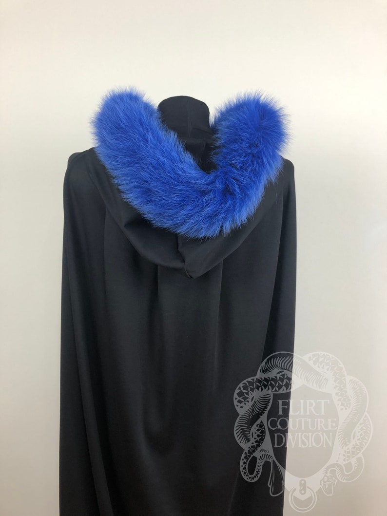 Black Hooded Cape Hooded Cloak Halloween Cloak Fox Fur | Etsy