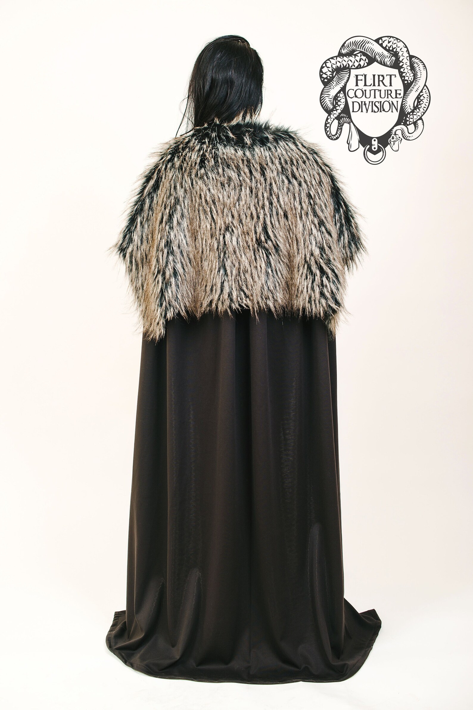 Black Cape Fur Collar Leather Straps Halloween Cape - Etsy