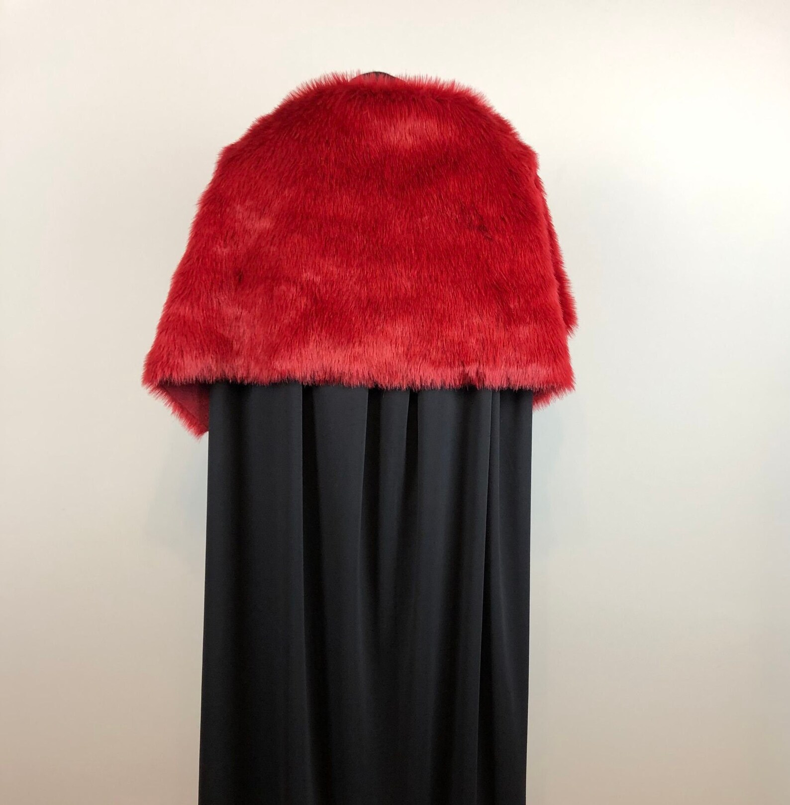 Black Fake Fur Cape Leather Belts, Fur Shoulders Capelet, Vegan Fur ...