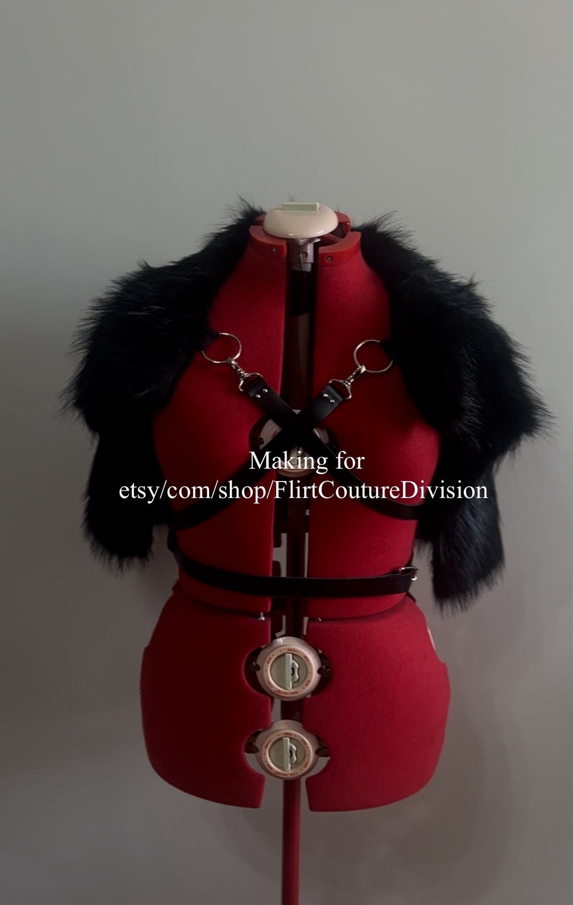 Black Fake Fur Cape Leather Belts, Fur Shoulders Capelet, Vegan Fur ...