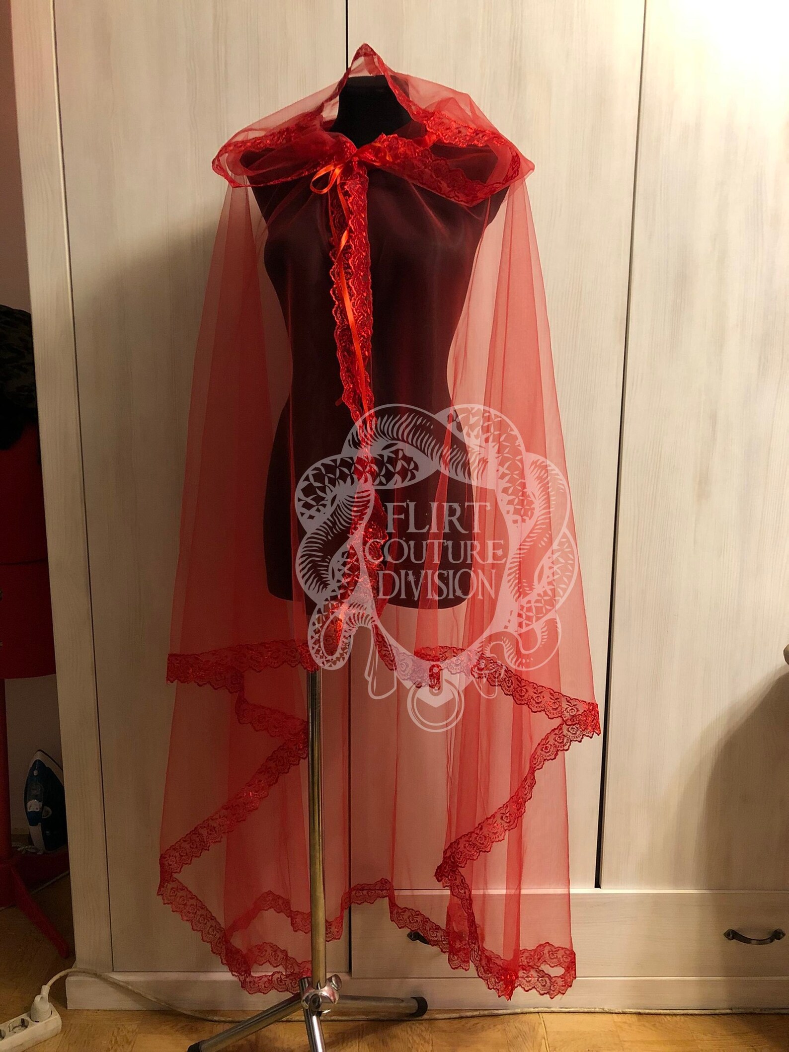 Red Tulle Hooded Cape Red Veil Cape Red Lace Cape Red - Etsy