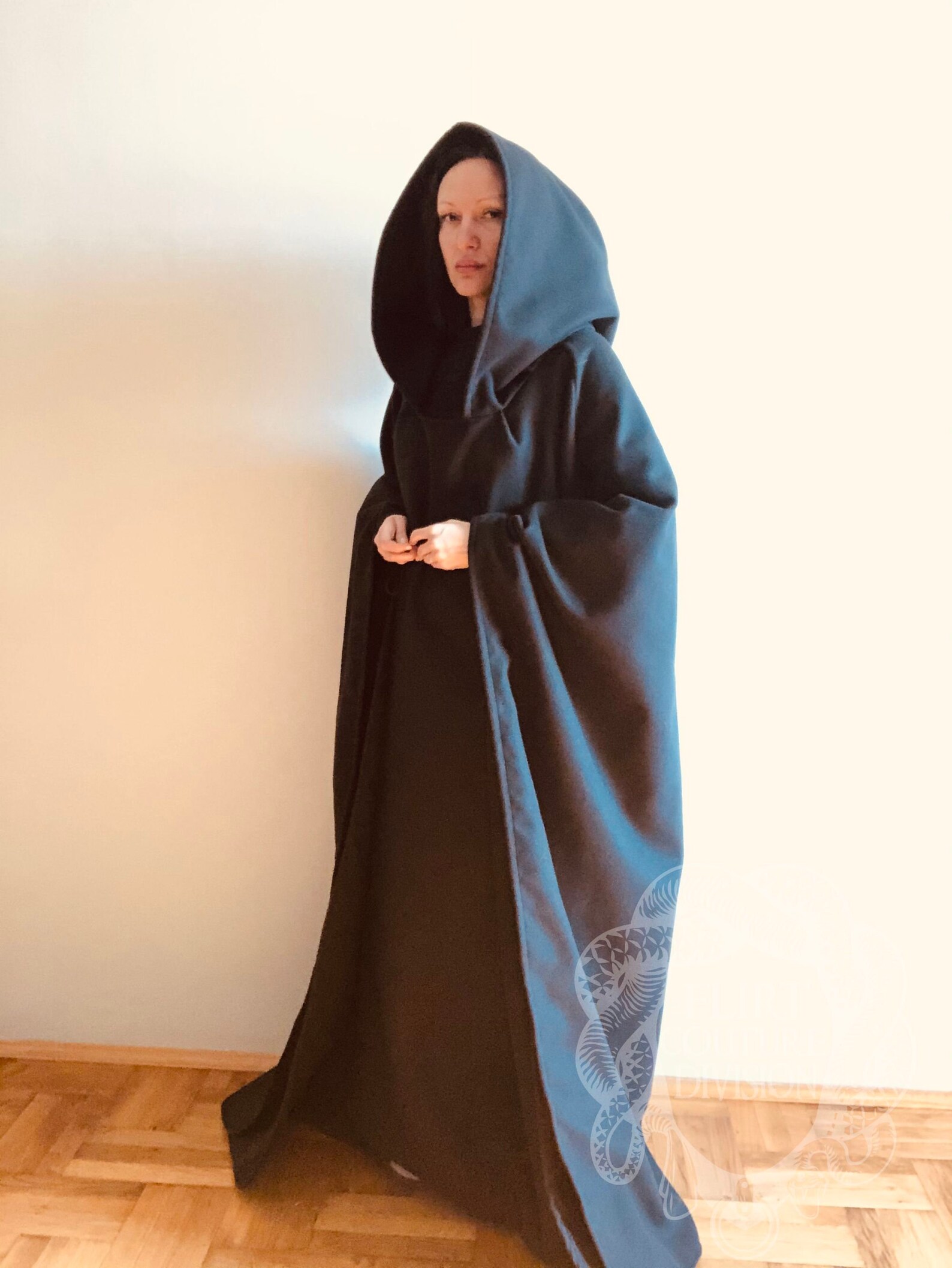 Maxi Black Wool Hooded Cape Wool Hooded Cape Ritual Witch - Etsy