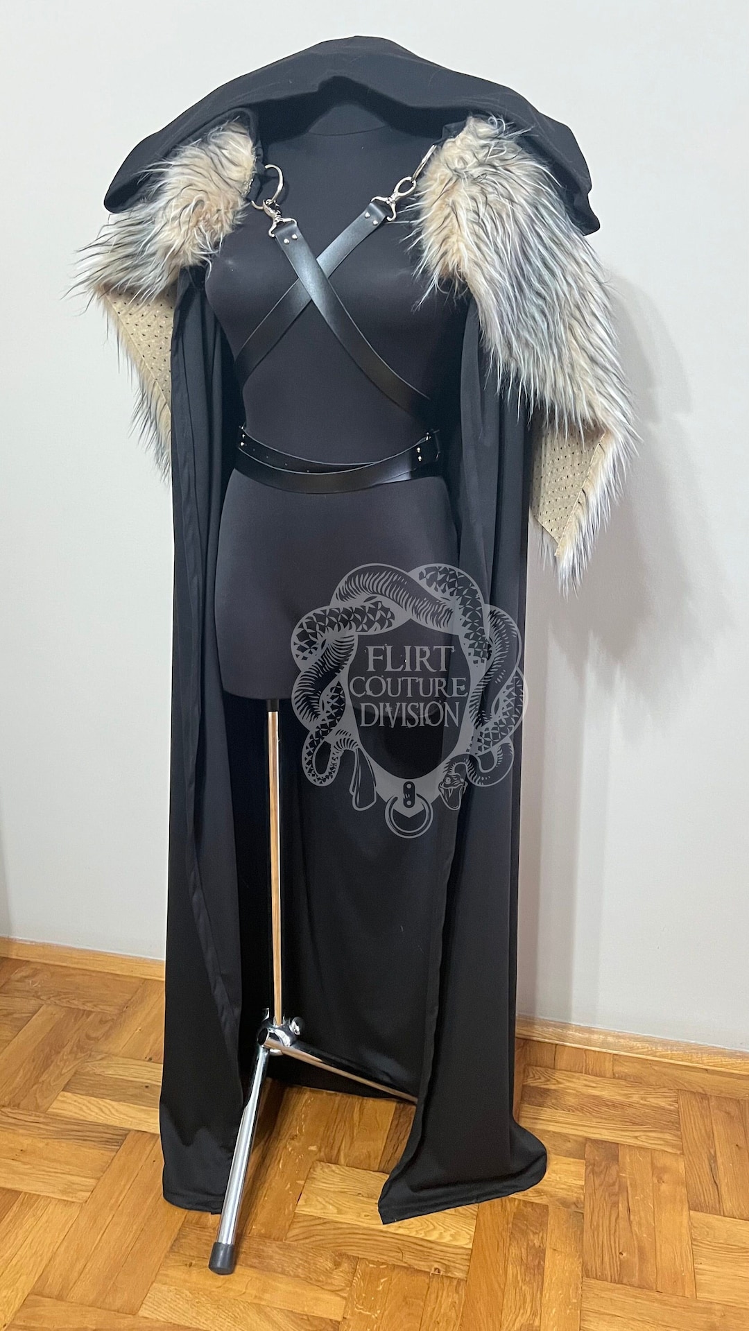 Medieval Hooded Cloak Fur Cape, Leather Belts, Viking Cloak, Nigth ...
