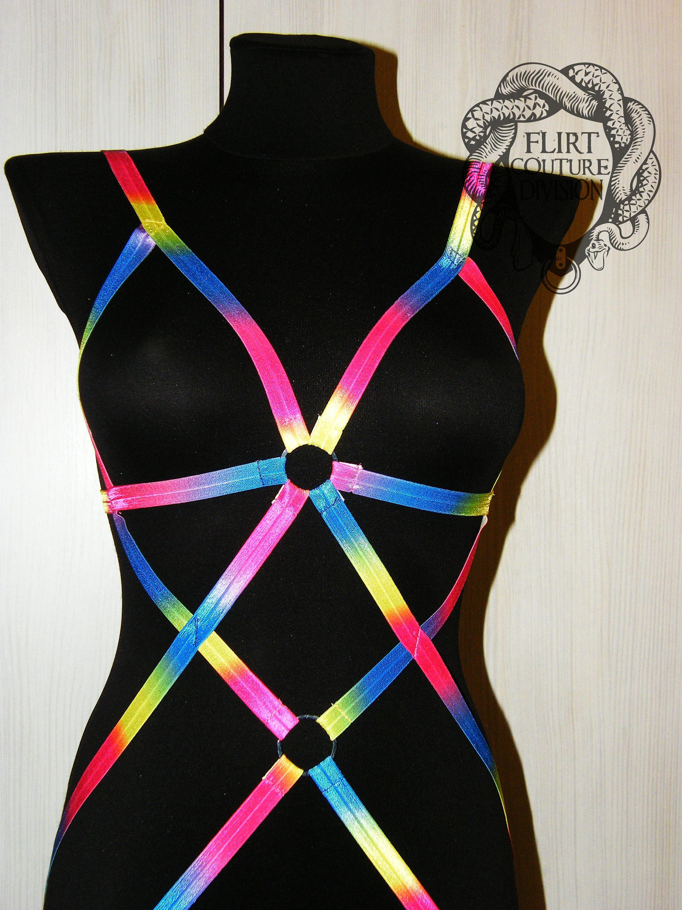Rainbow Body Harness Lgbt Harness Lgbt T Open Cup Body Etsy