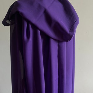 Violet Chiffon Hooded Cape, Dark Purple Silk Cape, Cosplay Cloak ...