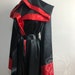 Satin Black Red Robe, Ritual Robe, Long Hooded Robe, Monk Robe, Magical ...