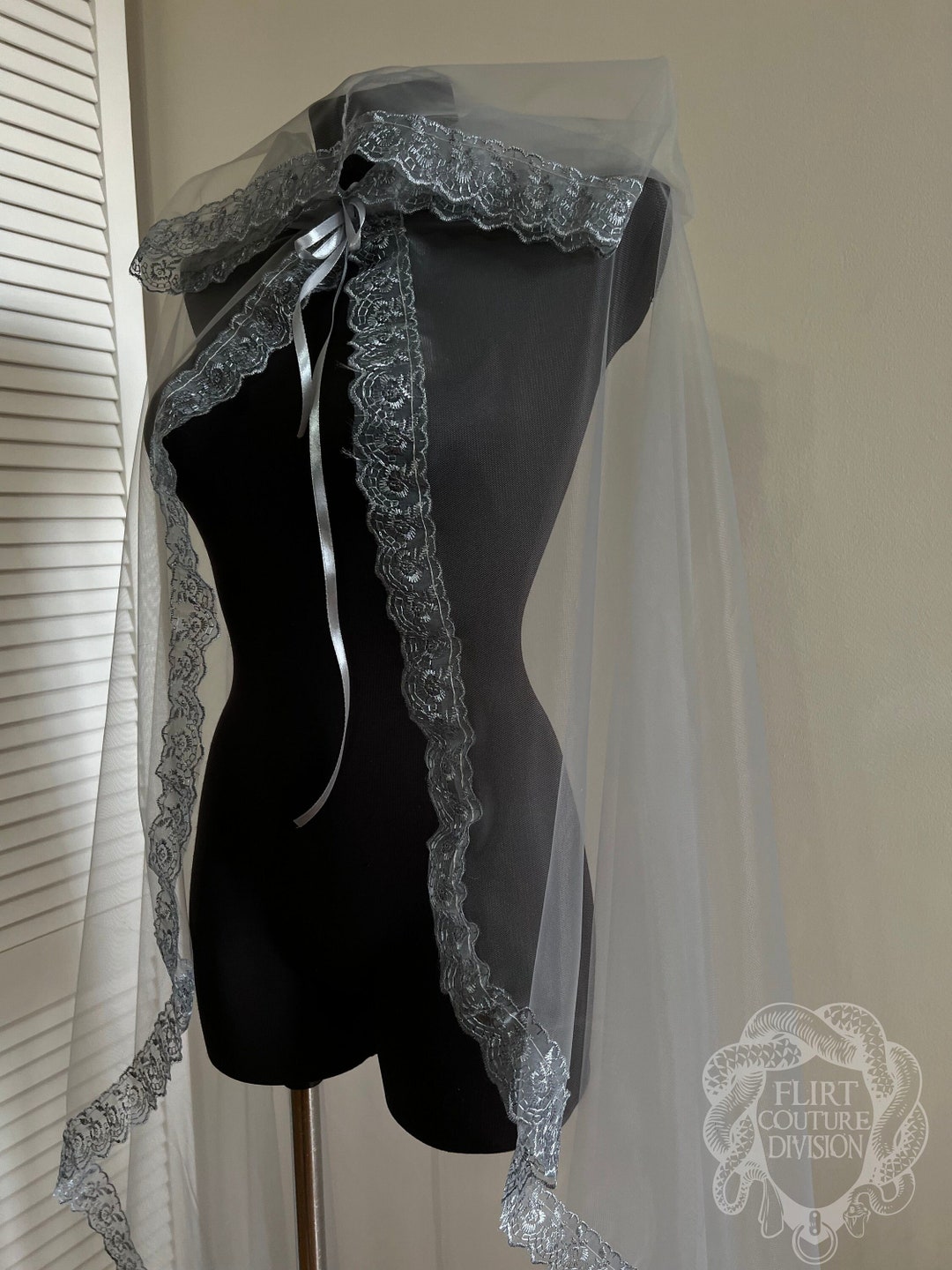 Ligth Gray Silver Tulle Hooded Cape, Gray Veil Cape, Lace Cape, Fantasy ...