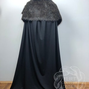 Black Cape Fur Collar, Viking Cosplay Cape, Fur Shoulder Drape Cloak ...