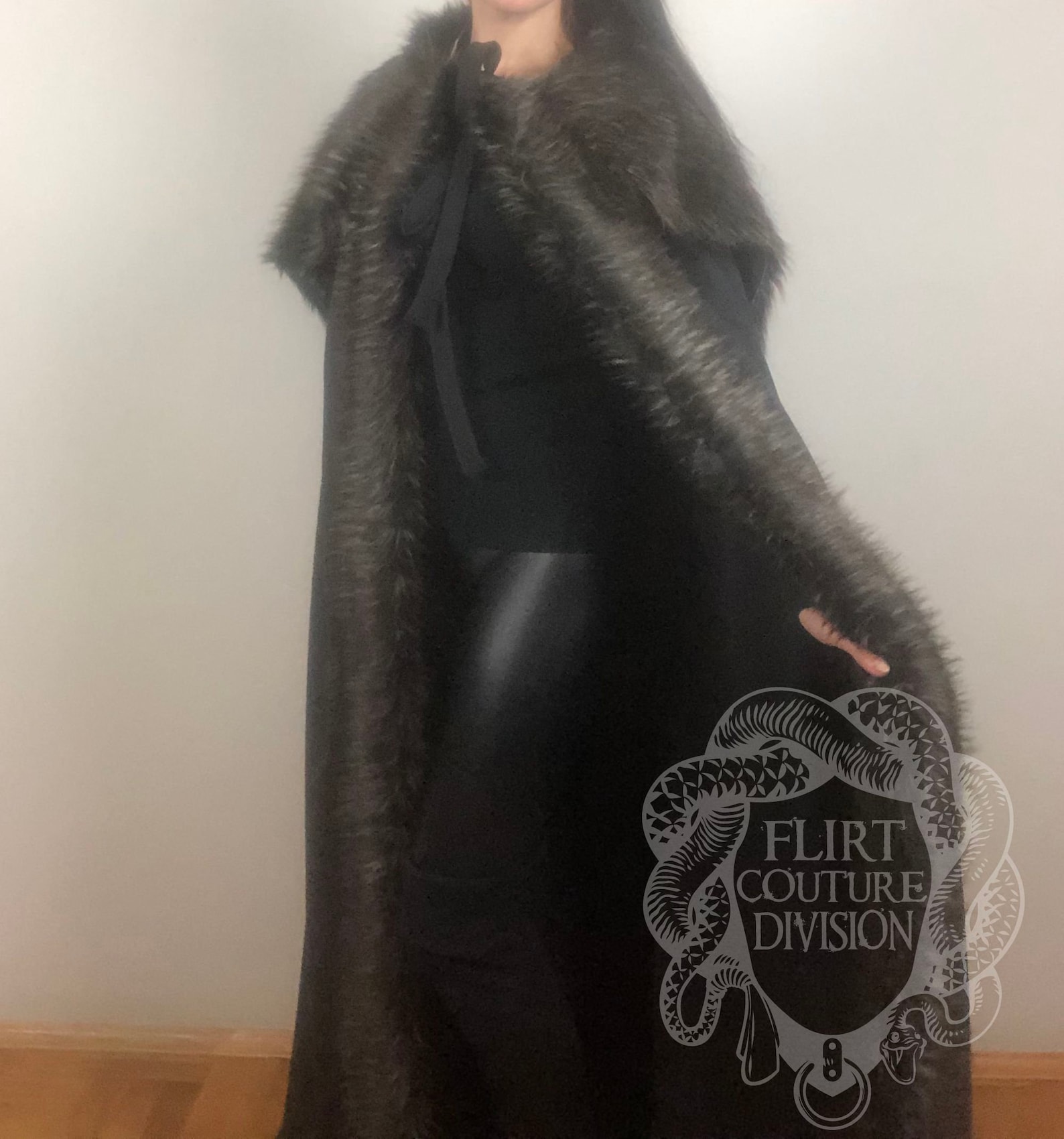 Black Cape Fur Collar, Viking Cosplay Cape, Fur Shoulder Drape Cloak ...