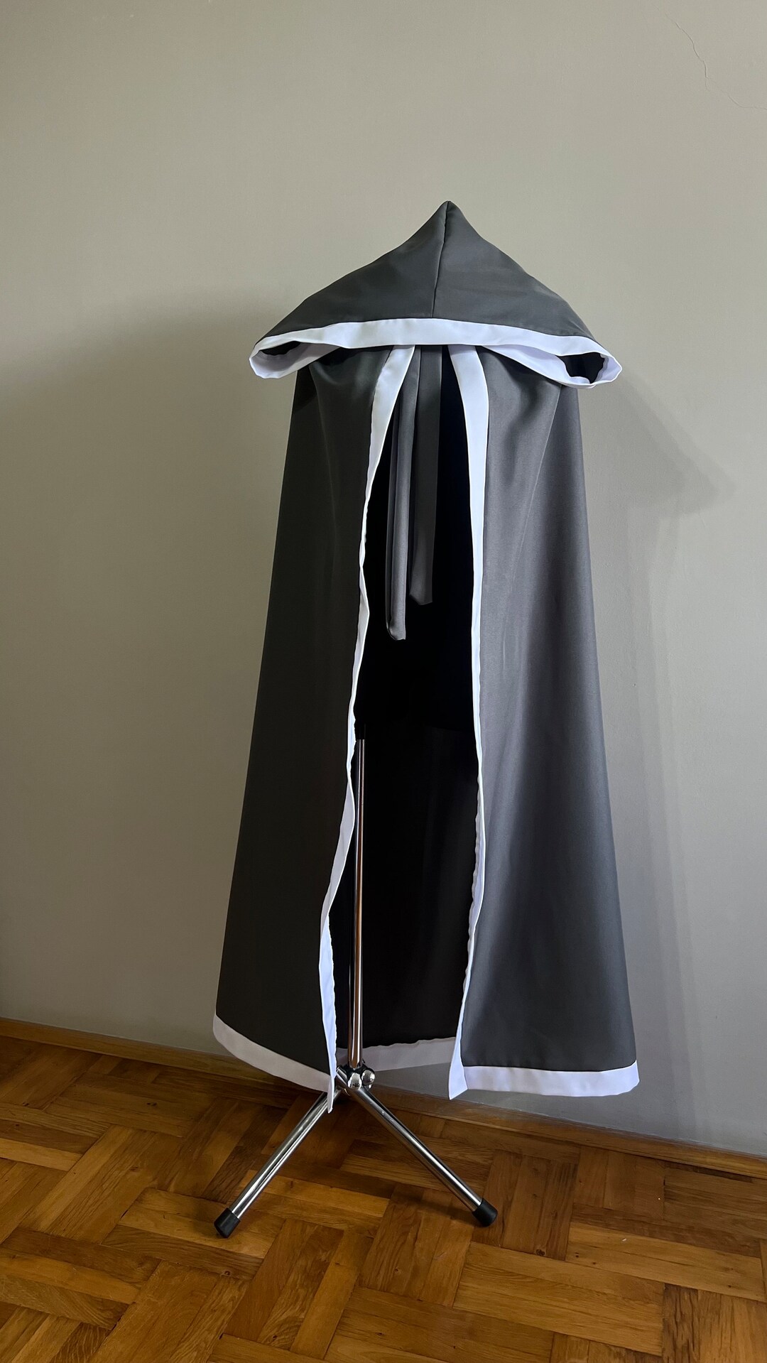 Dark Gray Hooded Cloak With White Ending, Hooded Cape, Hooded Cloak ...