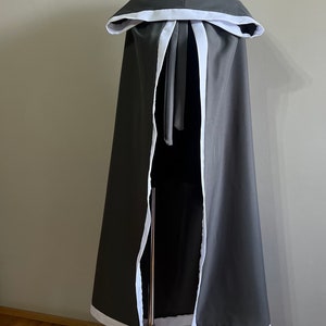 Dark Gray Hooded Cloak With White Ending, Hooded Cape, Hooded Cloak ...