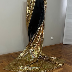 Long Gold Cape,eternal Hologram Cloak, Cloak, Renaissance Medieval Cape ...