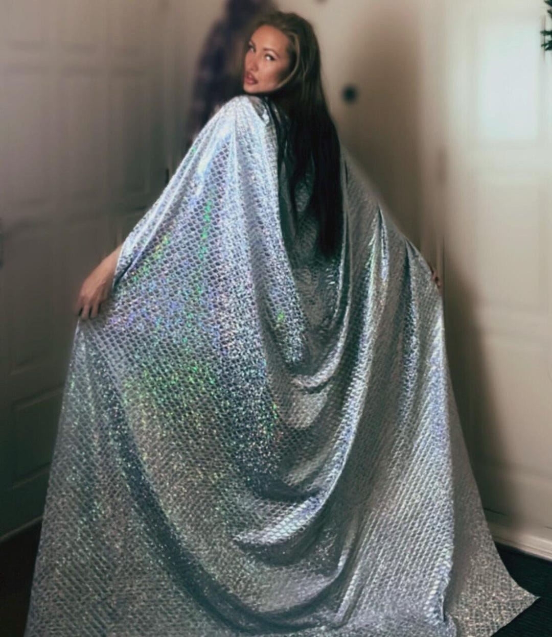 Silver Mermaid Cape, Silver Hologram Cloak, Cloak, Wedding Cape ...