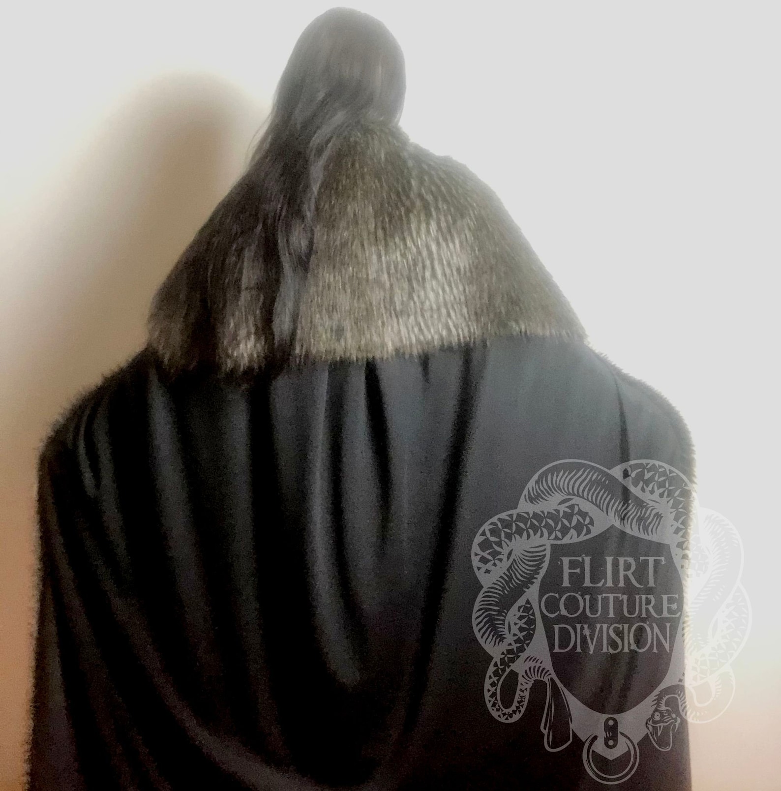 Royal Black Cape Fake Fur Collar, Viking Cosplay Cape, Vegan Fur ...
