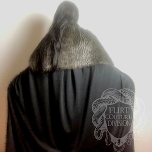 Black Cape Fur Collar, Viking Cosplay Cape, Fur Shoulder Drape Cloak ...