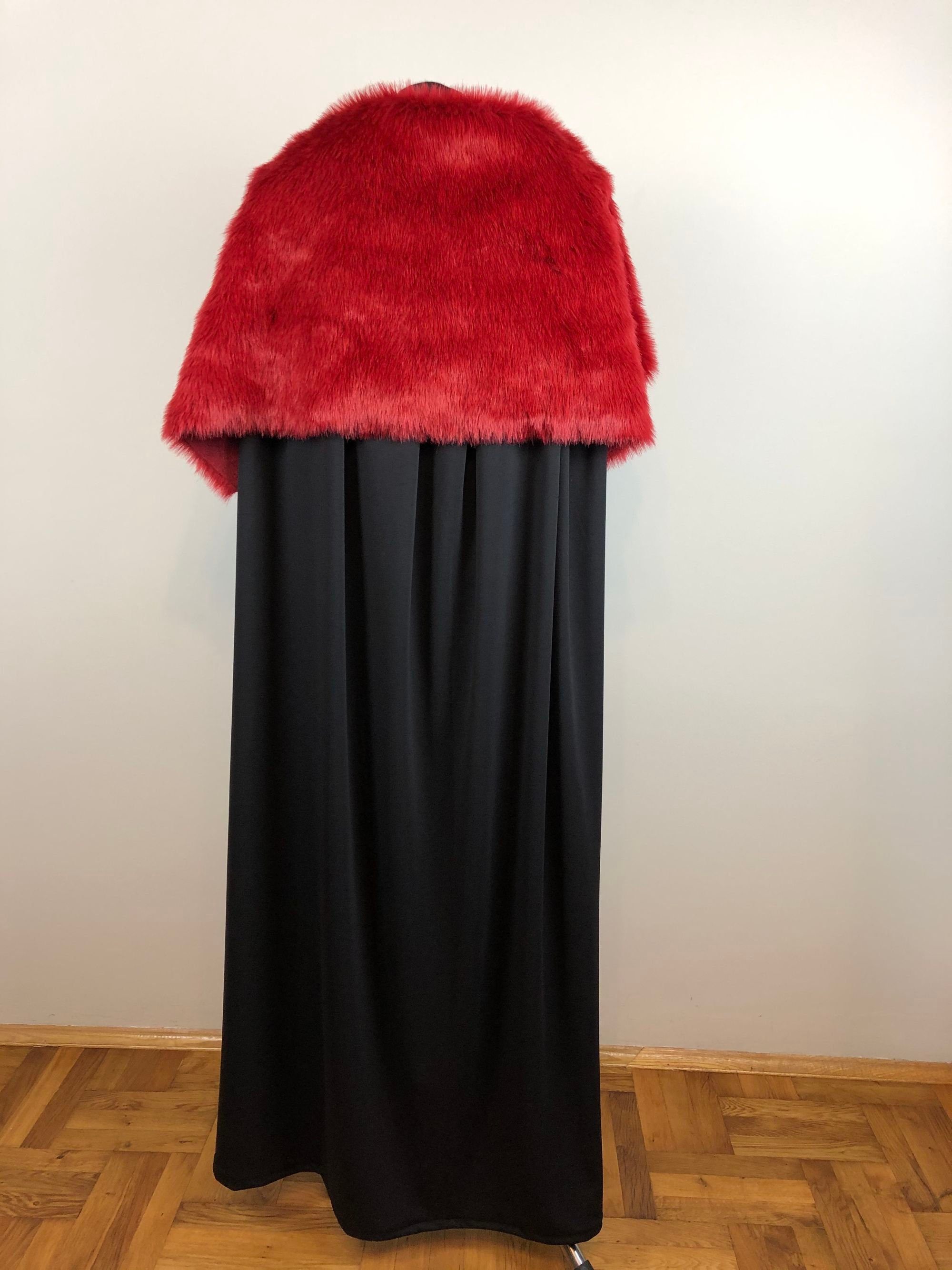Fake Fur Collared Long Cloak, Wolf Cloak, Viking Cape, Pagan Celtic ...