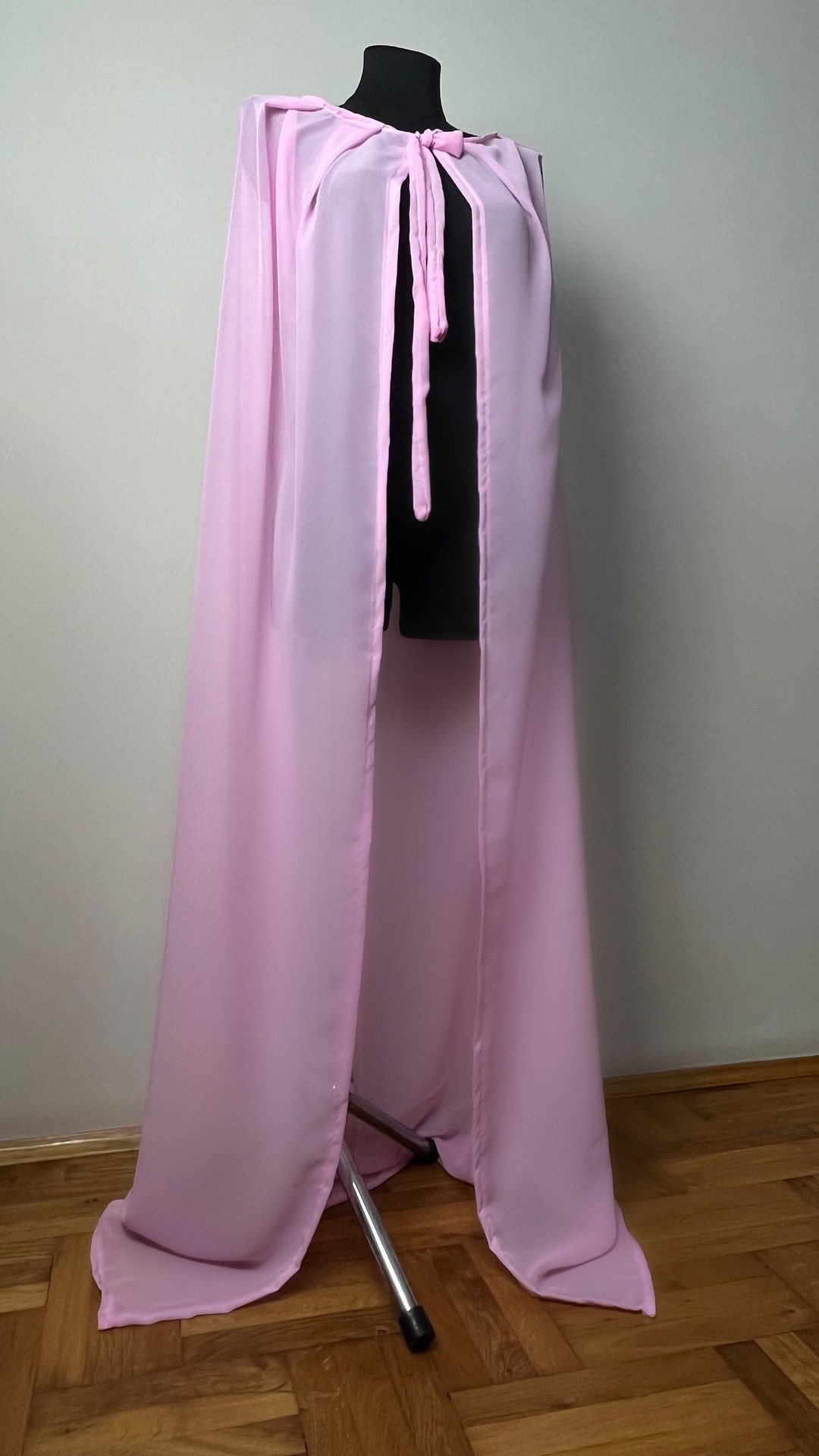 Baby Pink Chiffon Cape, Soft Cape, Silk Cape, Cosplay Cloak, Cathedral ...