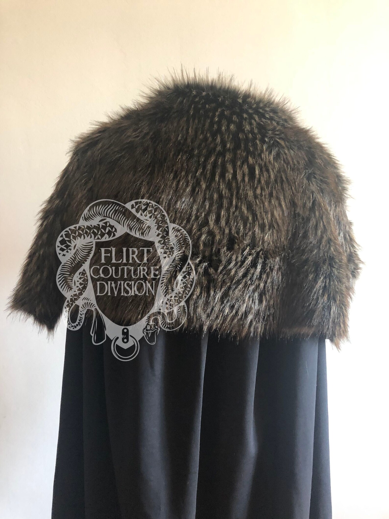 Black Cape Fur Collar Leather Straps Halloween Cape - Etsy