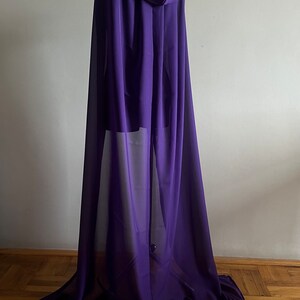 Violet Chiffon Hooded Cape, Dark Purple Silk Cape, Cosplay Cloak ...
