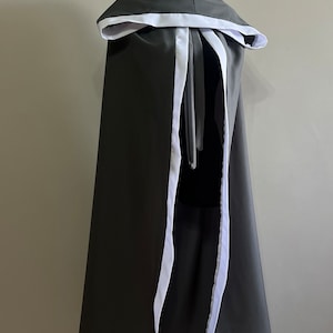 Dark Gray Hooded Cloak With White Ending, Hooded Cape, Hooded Cloak ...