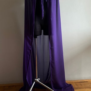 Violet Chiffon Hooded Cape, Dark Purple Silk Cape, Cosplay Cloak ...