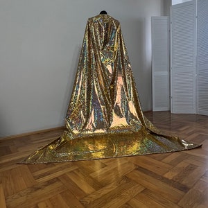 Long Gold Cape,eternal Hologram Cloak, Cloak, Renaissance Medieval Cape ...