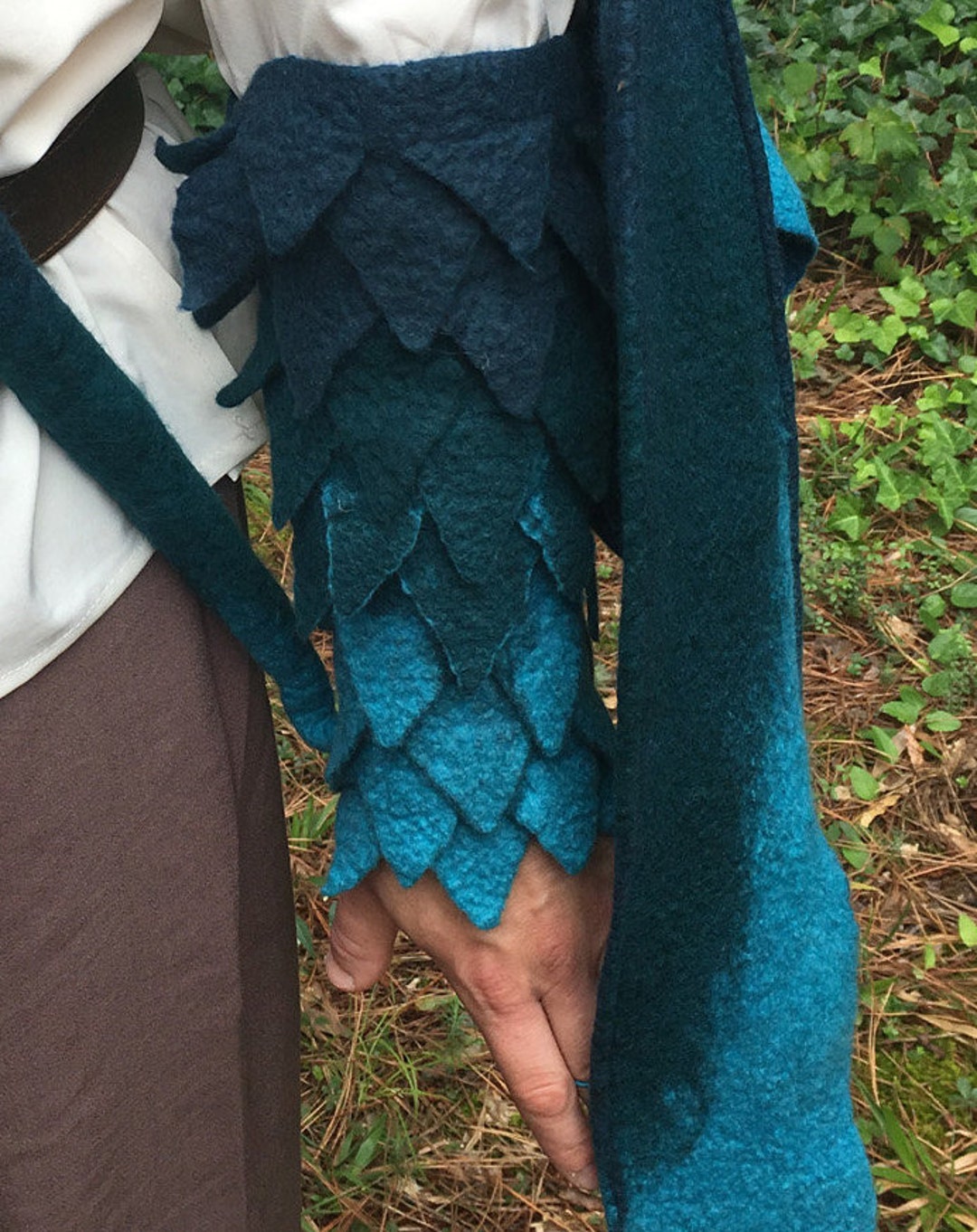 Blue Feathered Arm Guards - Dragon Scale Vambrances - Hand Felted ...