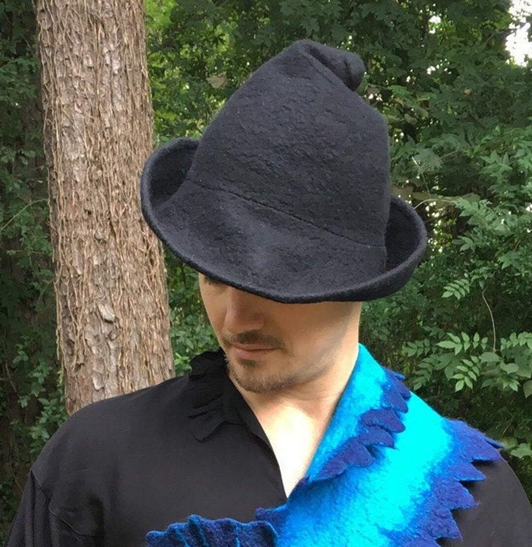Bard Hat Brimmed Hat Wool Felt Hat Pointed Witch Hat RPG Costume - Etsy