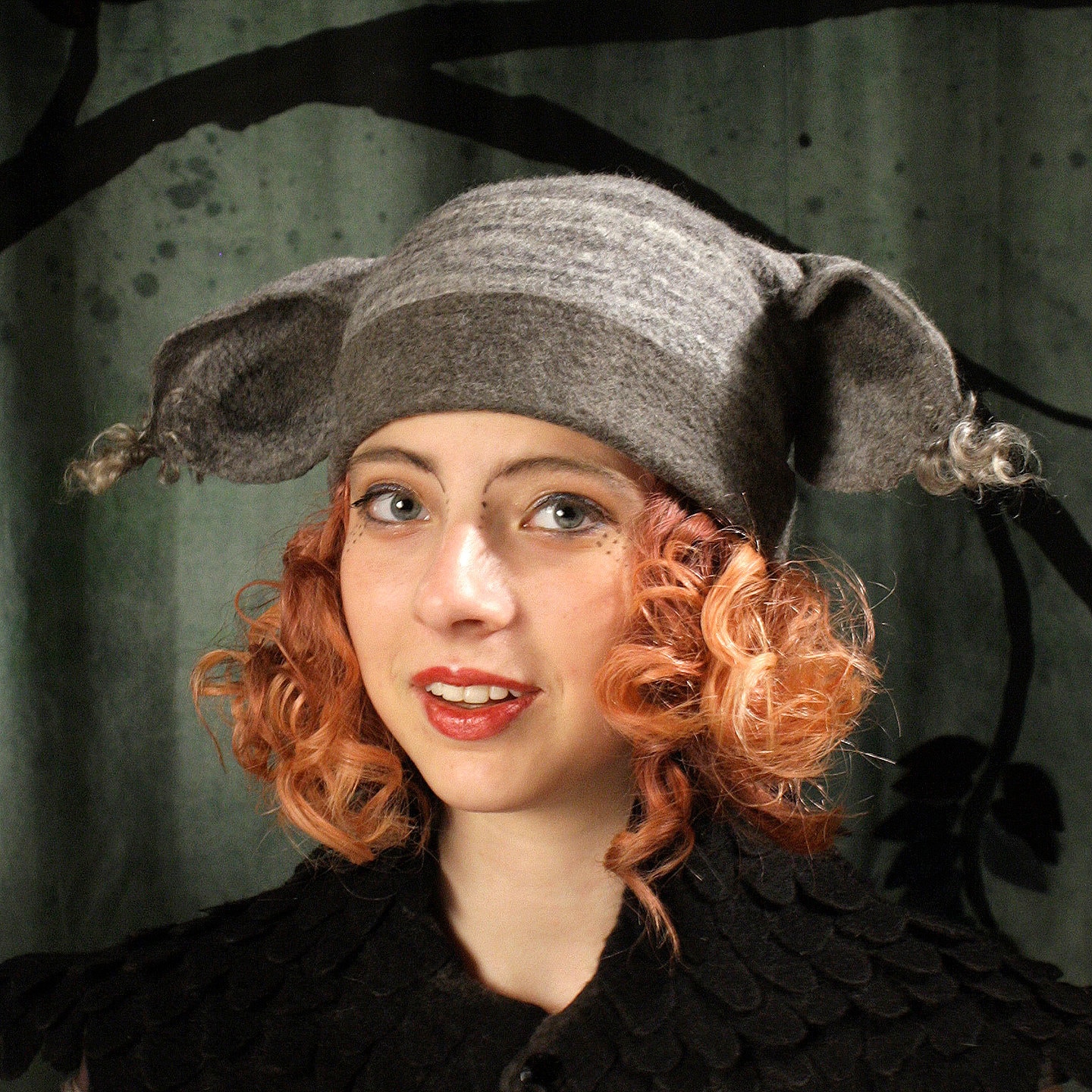 Gray Hat With Ears - Cap With Large Ears - Hand Felted Merino Wool - Etsy