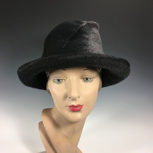 Two-tone Asymmetrical Ladies Fedora With Deep Crown - Hand Felted Wool ...