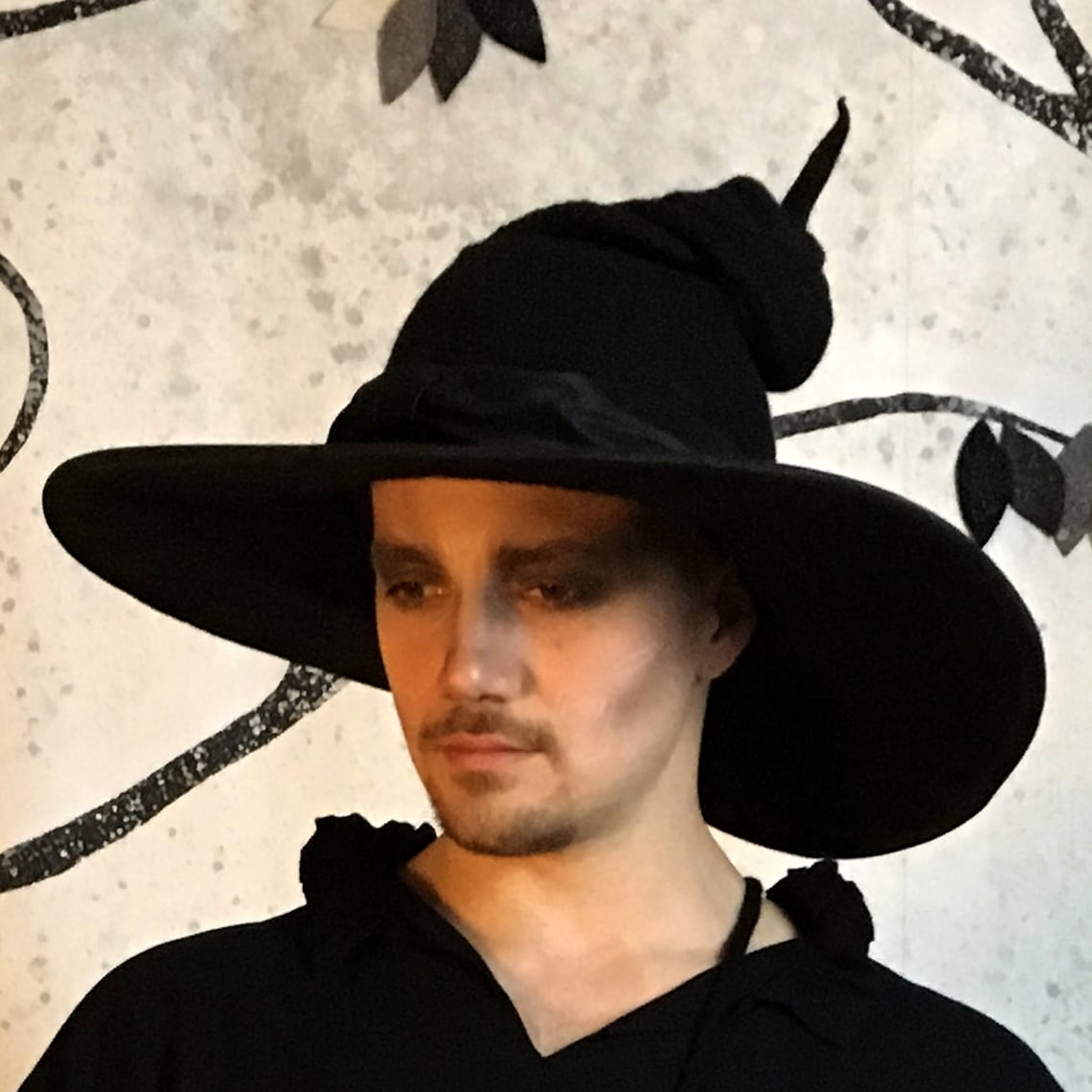 Wizard Hat in Solid Black with Curly Point Hand Felted | Etsy