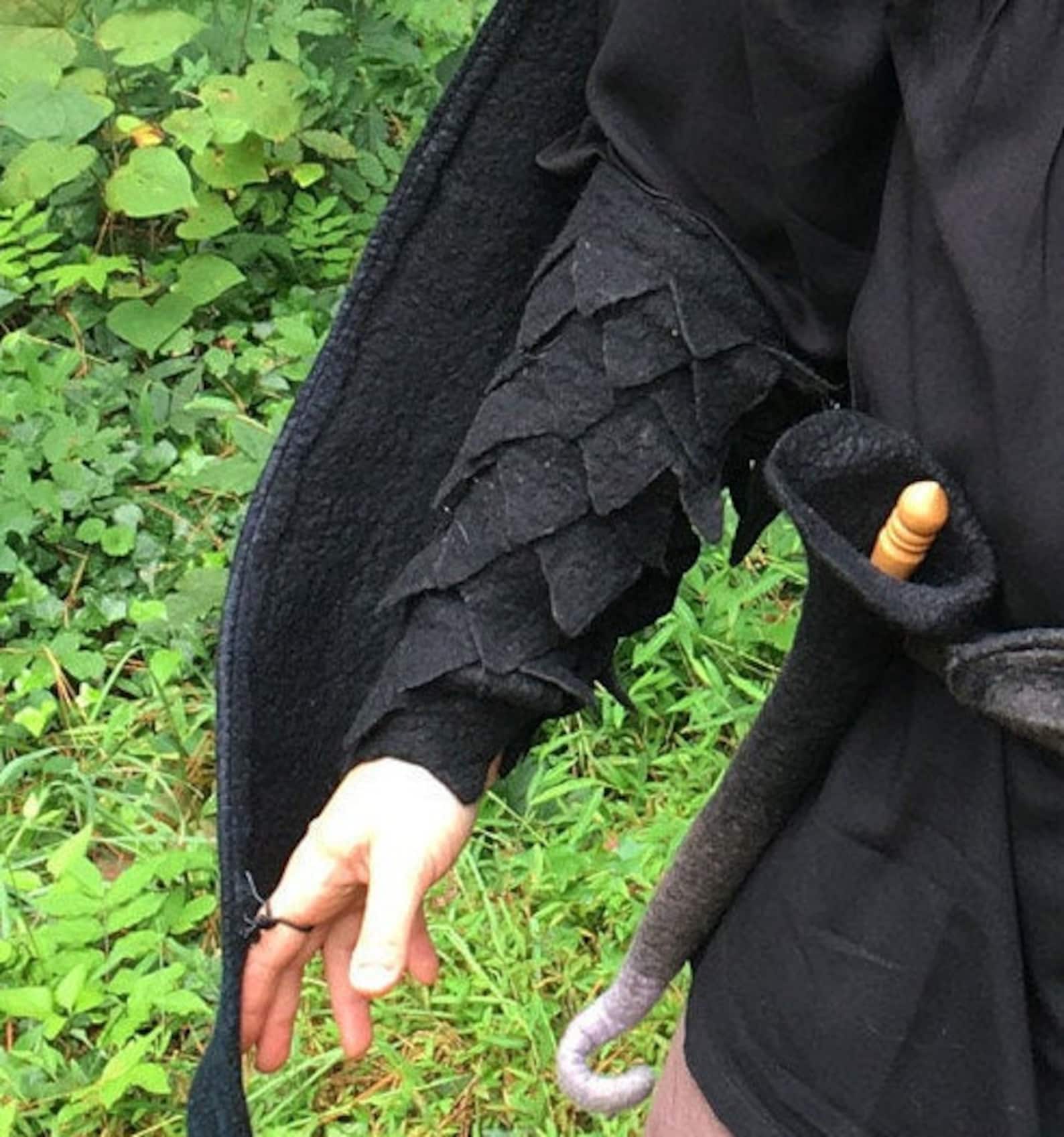 Black Feathered Arm Guards - Dragon Scale Vambrances - Hand Felted ...