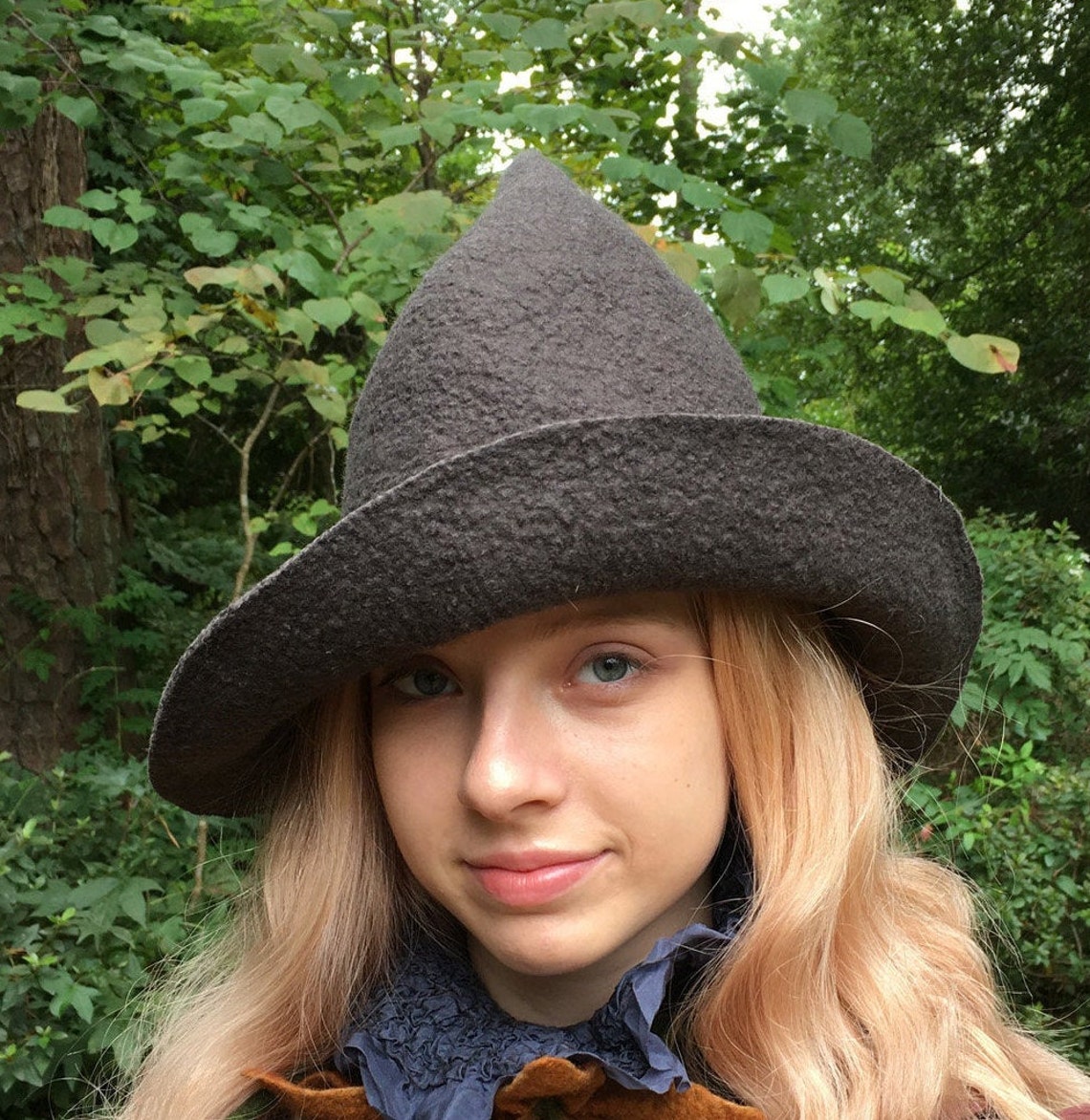 Bard Hat Brimmed Hat Wool Felt Hat Pointed Witch Hat - Etsy