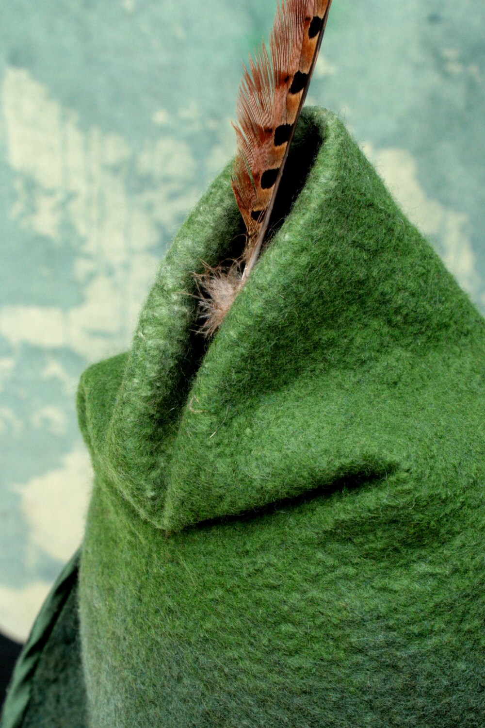 Sherwood Green Crooked Robin Hat w/Feather Hand Felted | Etsy