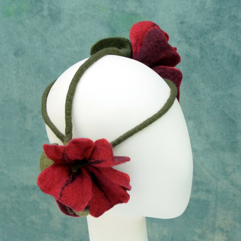 Red Flower Crown Hand Felted Merino Wool Circlet - Etsy