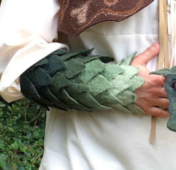 Green Feathered Arm Guards Dragon Scale Vambrances Hand - Etsy