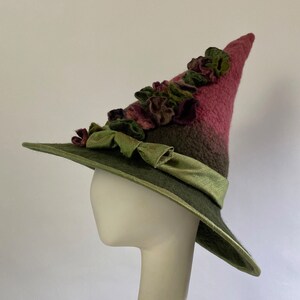 Witch Hat With Nasturtium Flowers- Hand Felted Merino Wool - Etsy