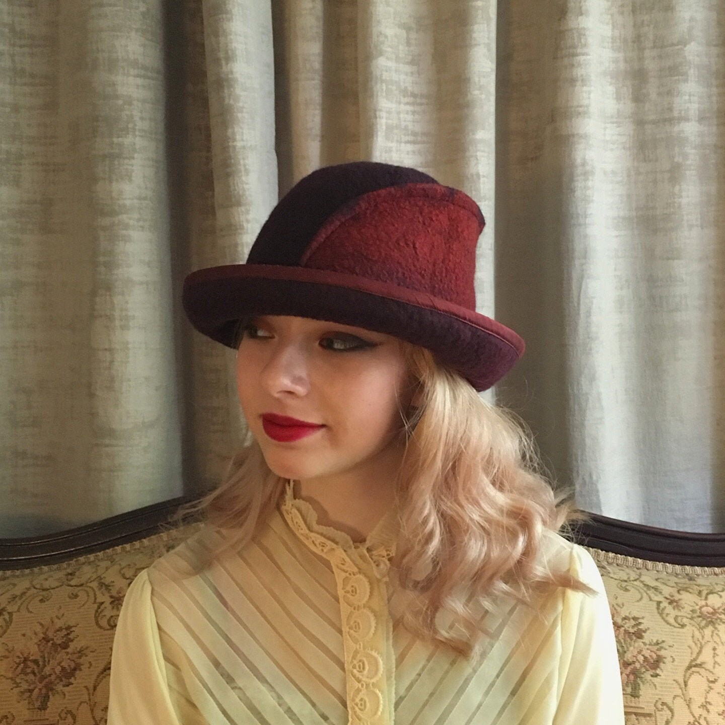 Two-tone Asymmetrical Ladies Fedora With Deep Crown Hand | Etsy