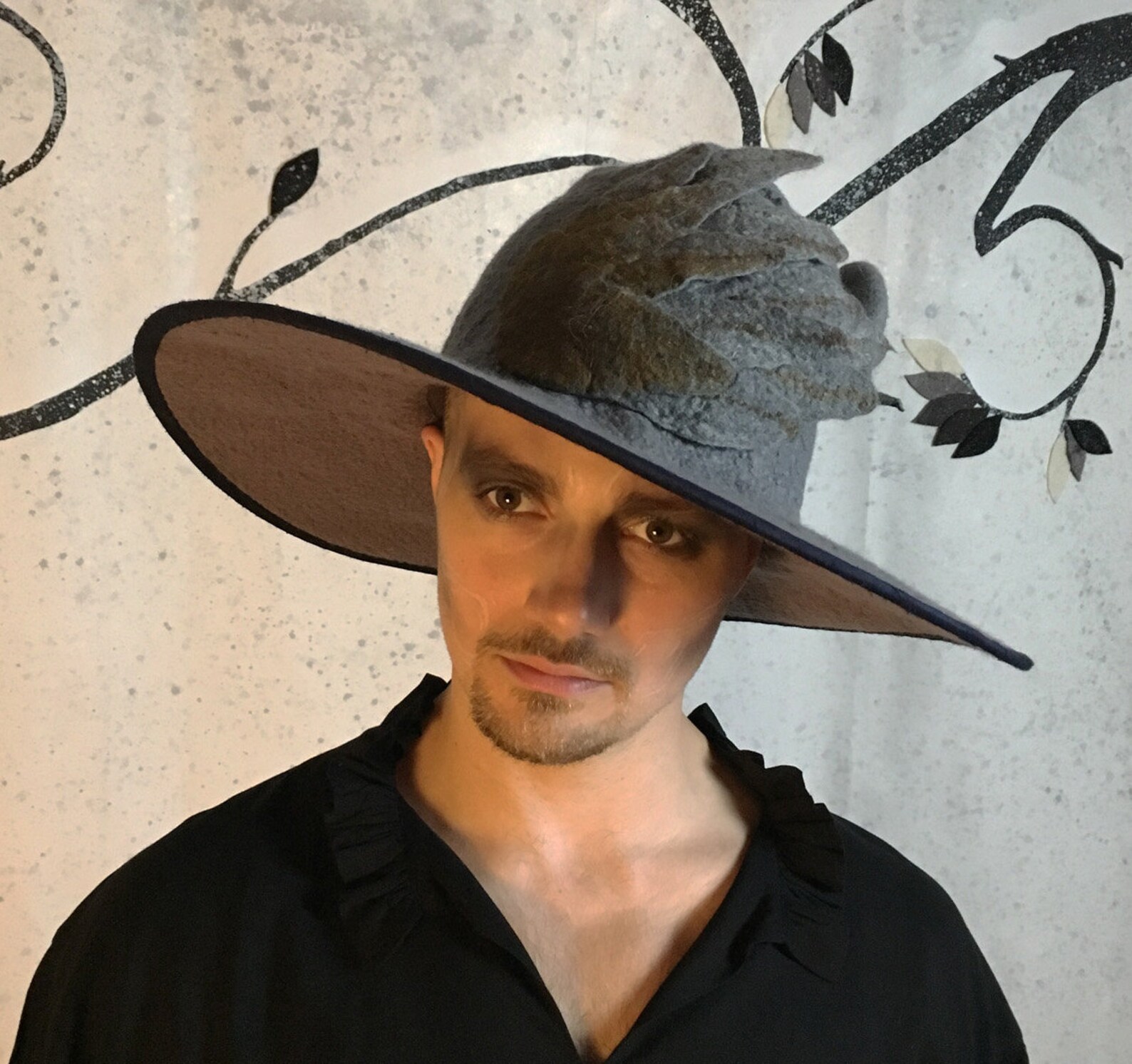 Ravenclaw Witch Hat With Wing and Curly Point Gray and Gold - Etsy