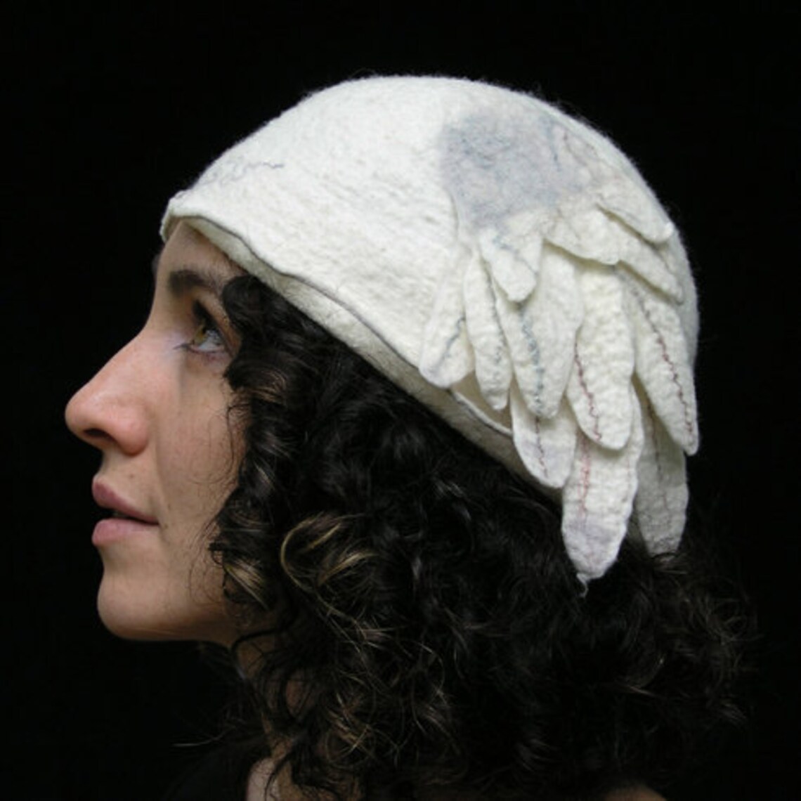White or Black Apollo Hat Hand Felted Merino Wool Winged Cap | Etsy