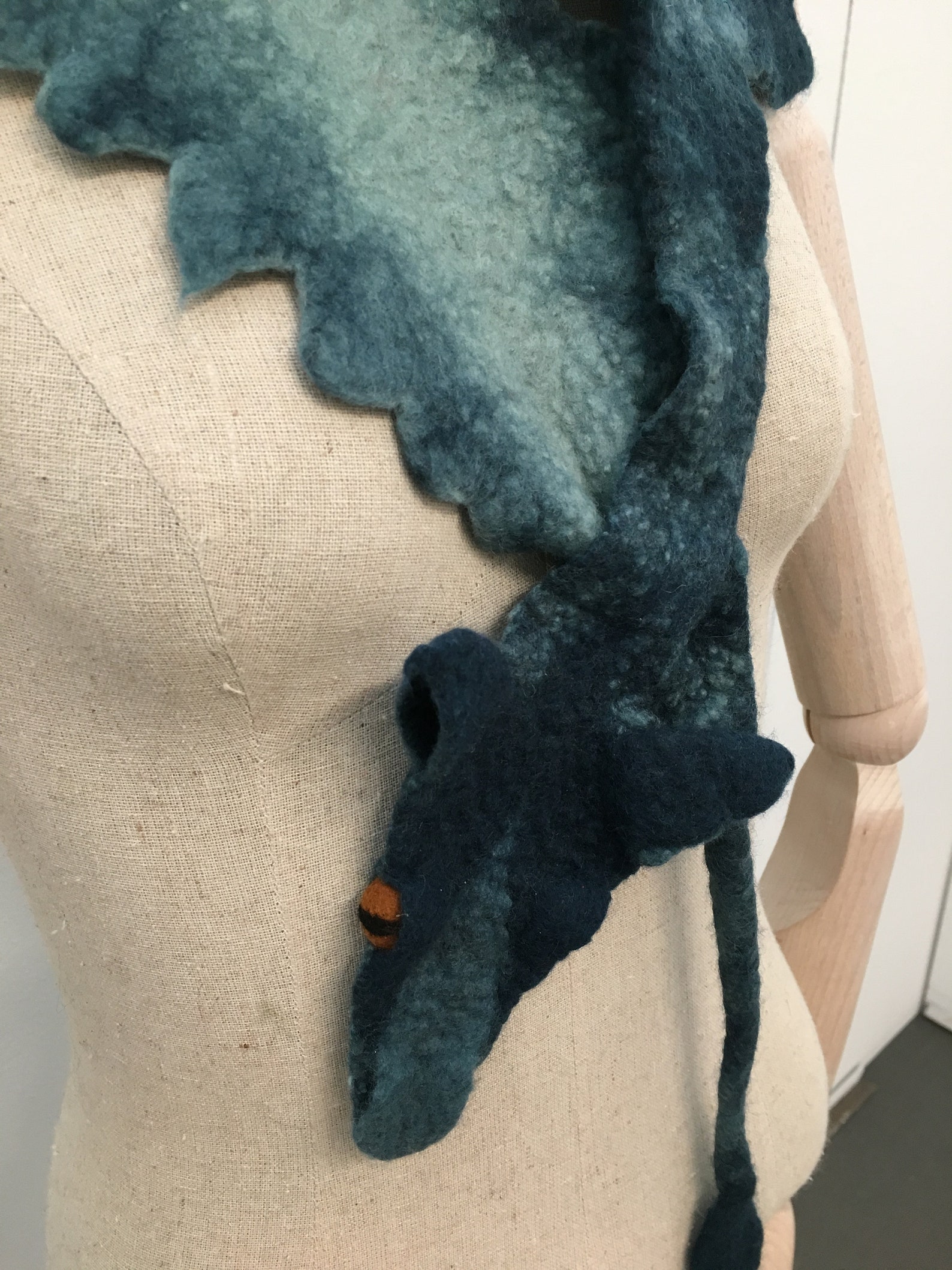 Blue Green Dragon Hatchling Scarf - Hand Felted Merino Wool - Etsy