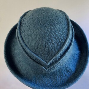 Light Blue Breton Brimmed Hat W/double Pintuck Crown - Hand Felted Wool ...
