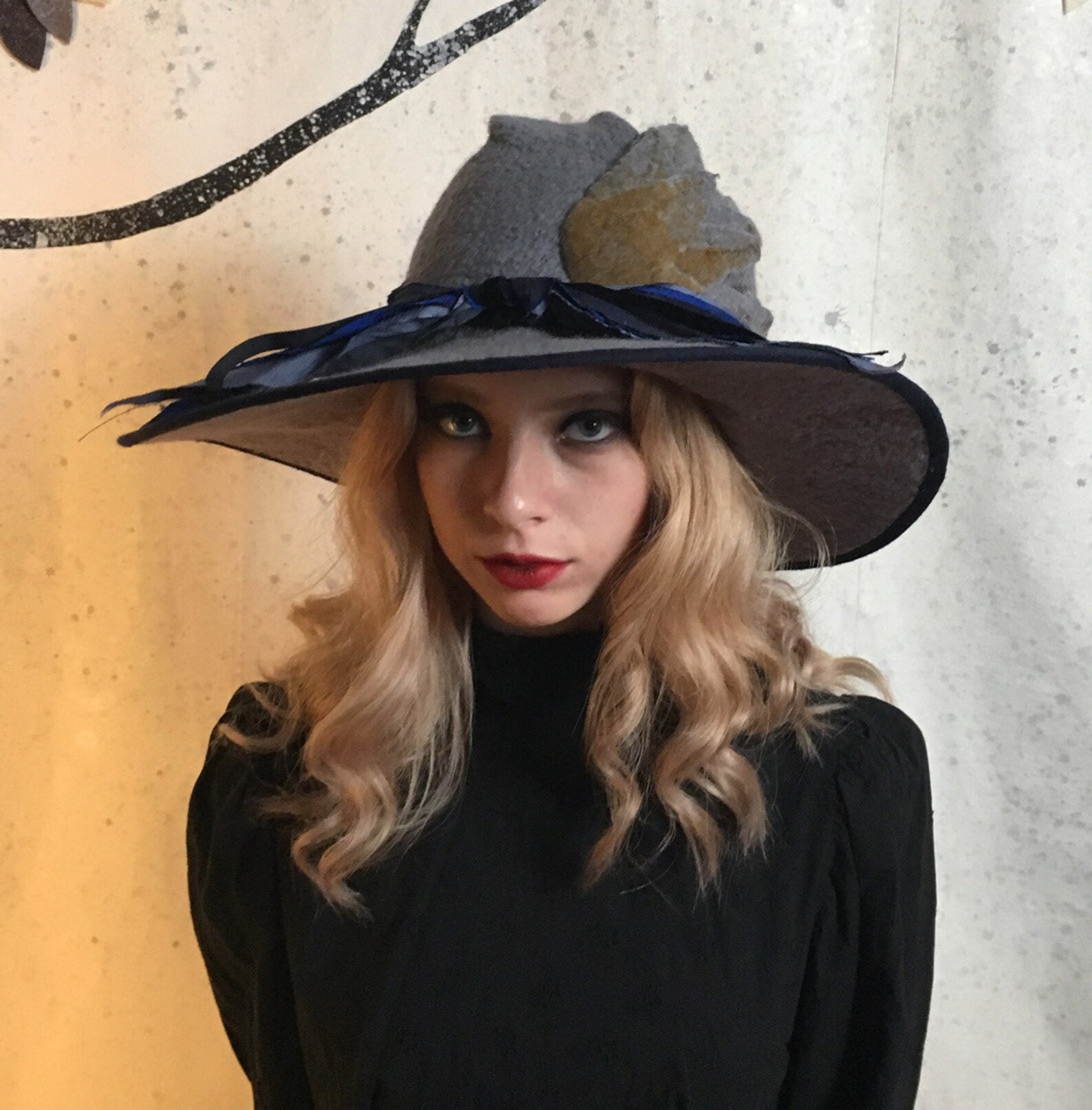 Ravenclaw Witch Hat With Wing and Curly Point Gray and Gold - Etsy