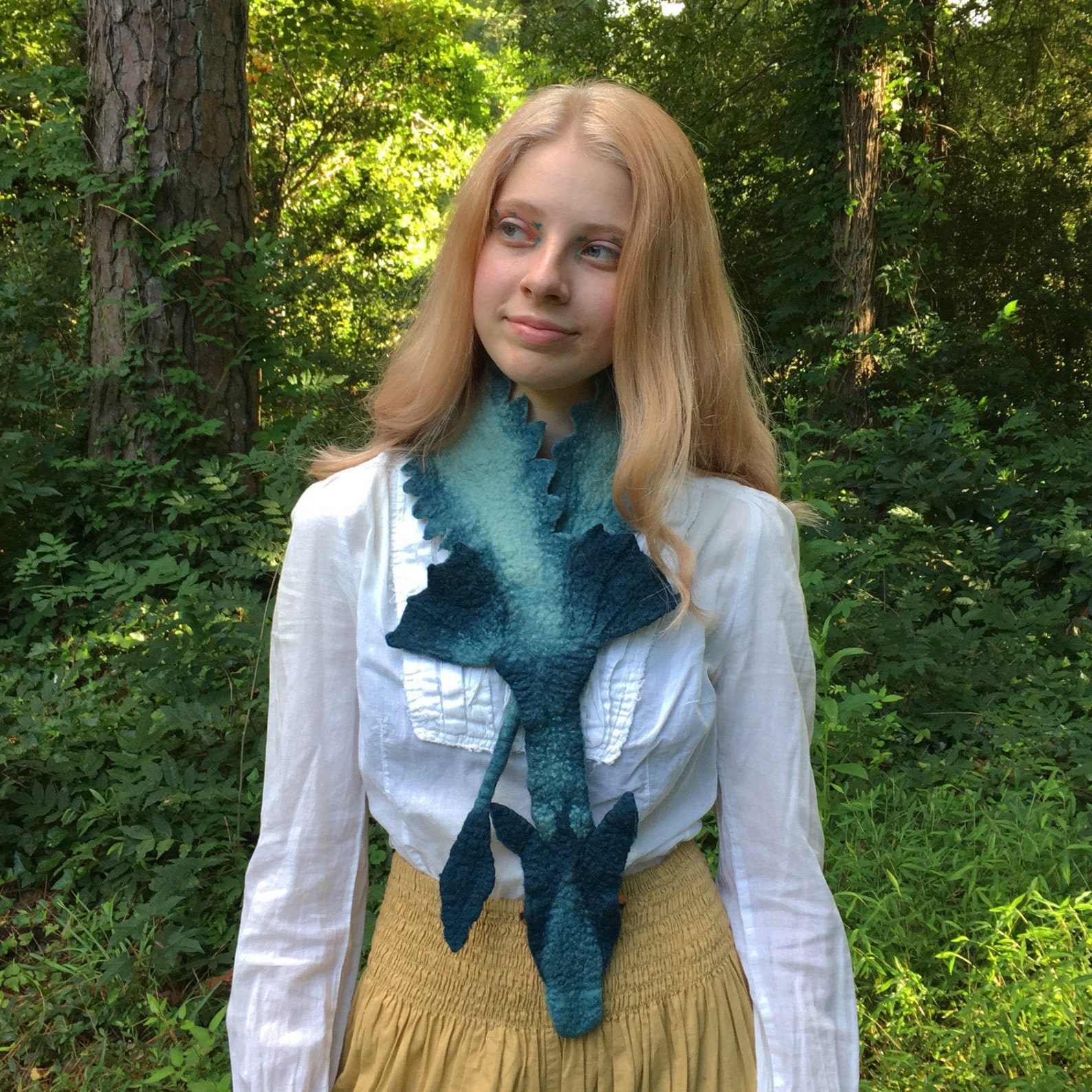Blue Green Dragon Hatchling Scarf - Hand Felted Merino Wool - Etsy