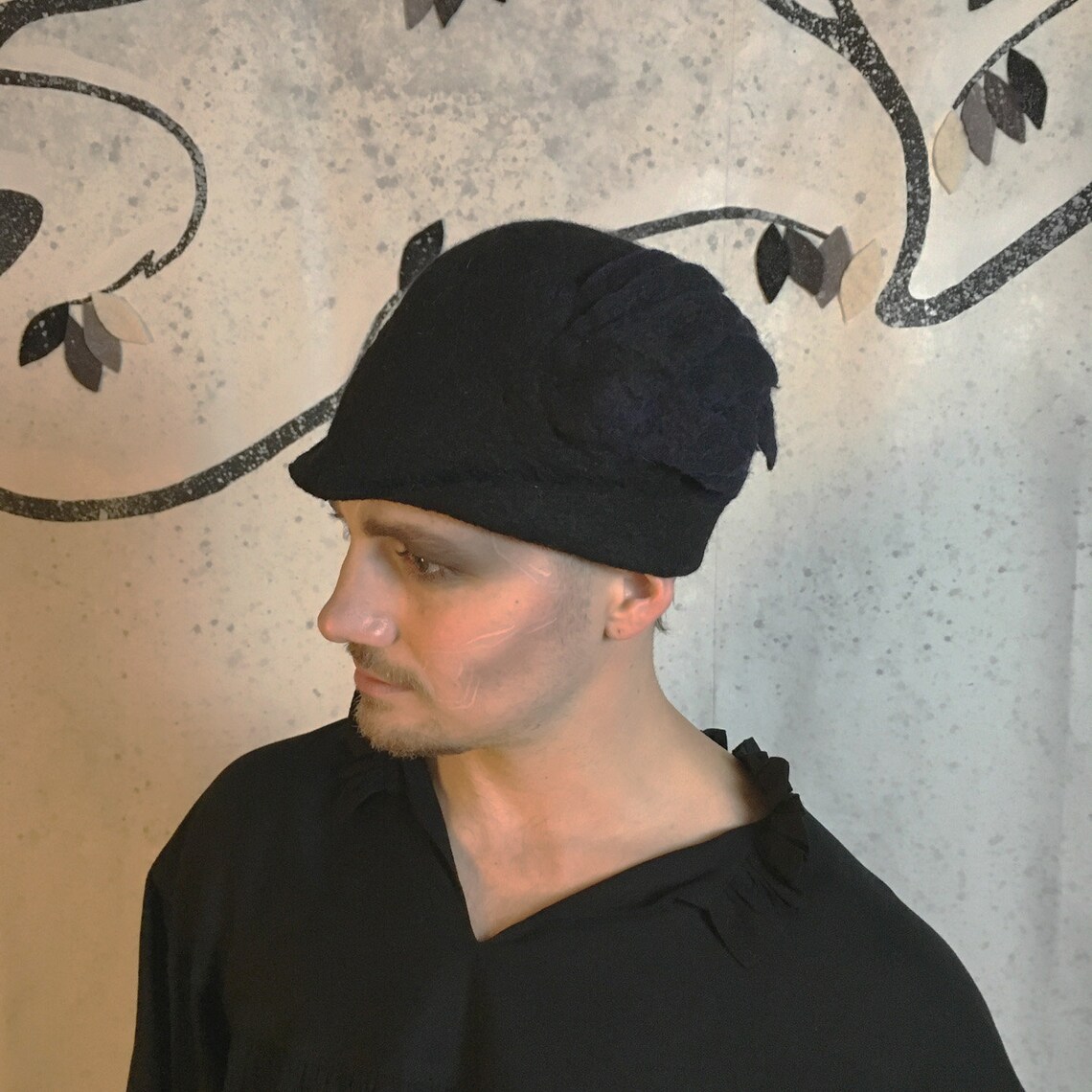 White or Black Apollo Hat Hand Felted Merino Wool Winged Cap | Etsy
