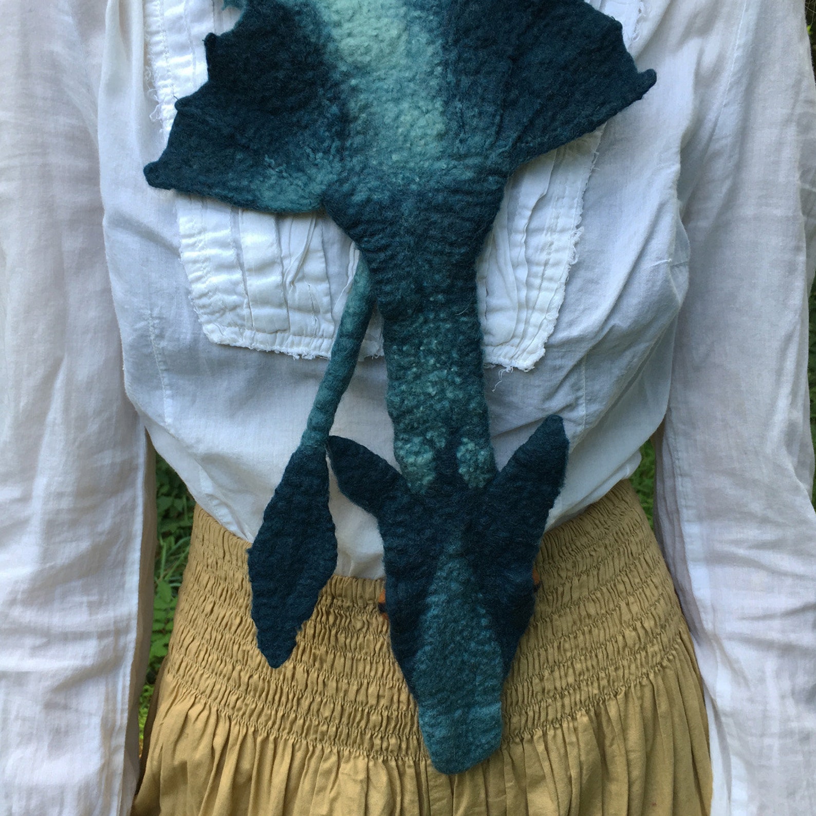 Blue Green Dragon Hatchling Scarf - Hand Felted Merino Wool - Etsy
