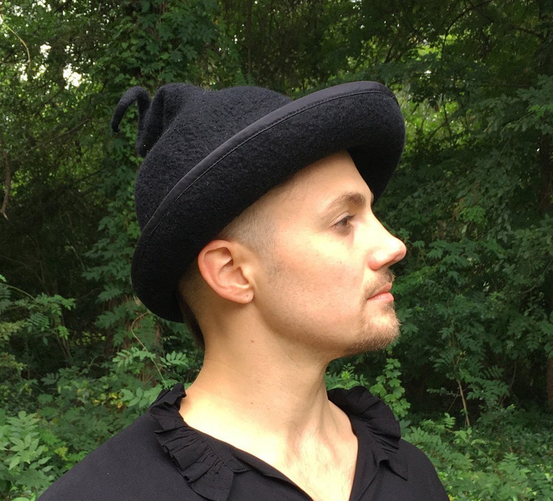 Black 1940's Style Witch or Warlock Hat With Poseable Brim - Etsy Sweden