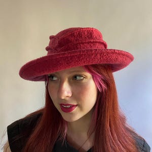 Light Blue Breton Brimmed Hat W/double Pintuck Crown - Hand Felted Wool ...