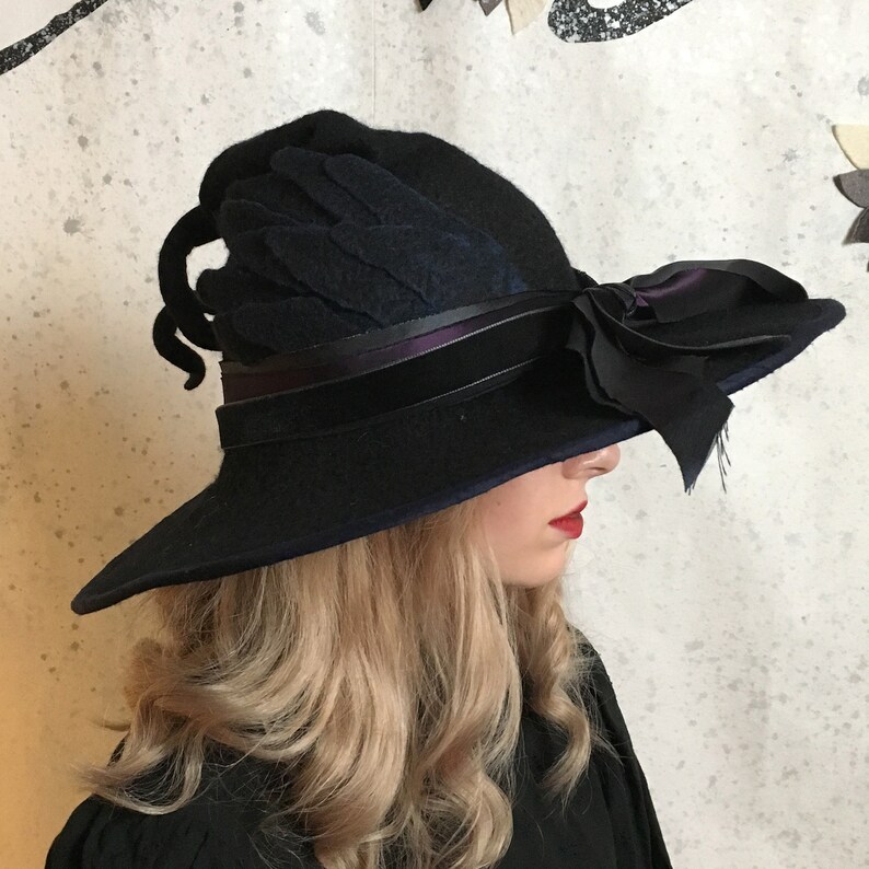 Ravenclaw Witch Hat With Wing and Curly Point Gray and Gold - Etsy