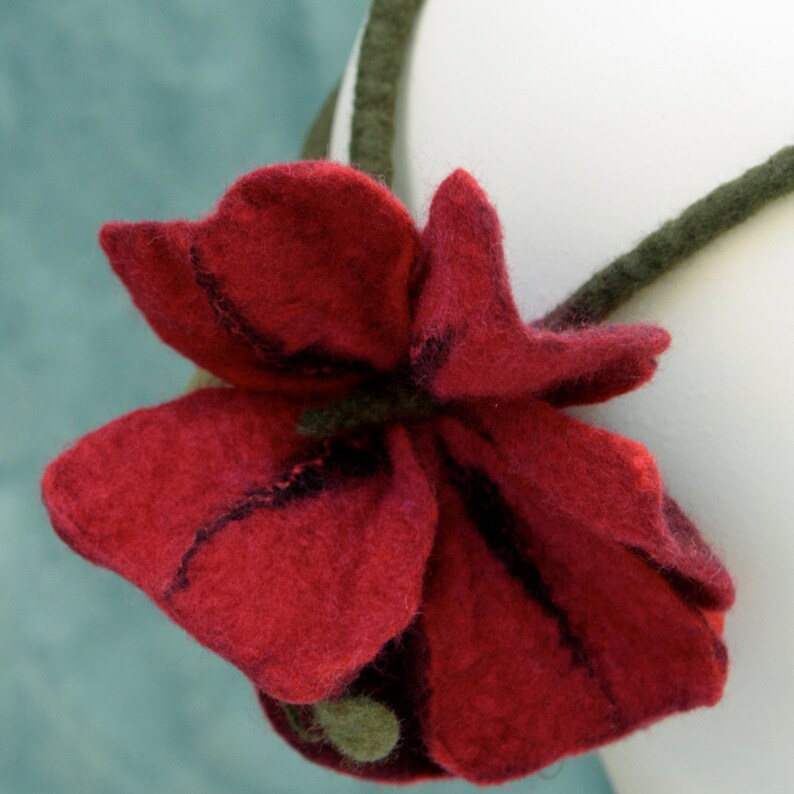 Red Flower Crown Hand Felted Merino Wool Circlet - Etsy